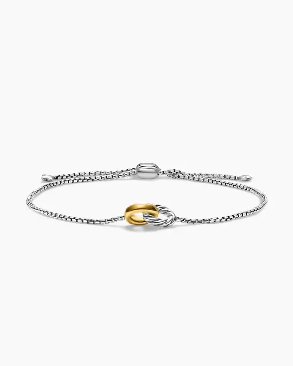 David Yurman Petite Cable Linked Bracelet - Sterling Silver/14k Yellow Gold