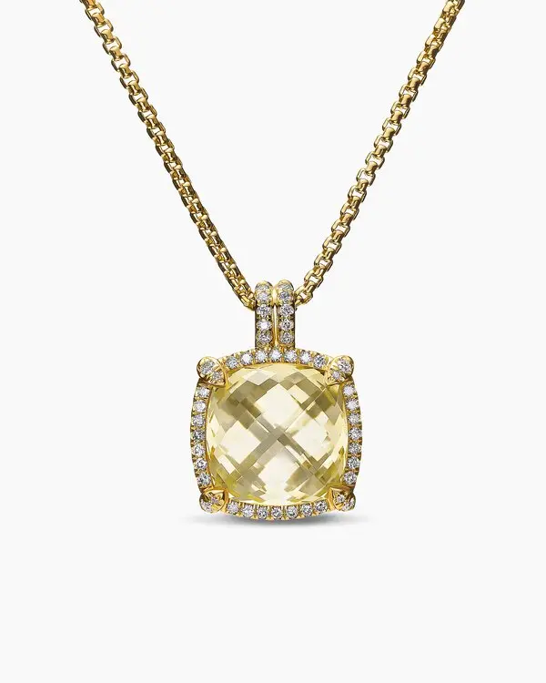 David Yurman Chatelaine® Pavé Bezel Pendant Necklace - Champagne Citrine