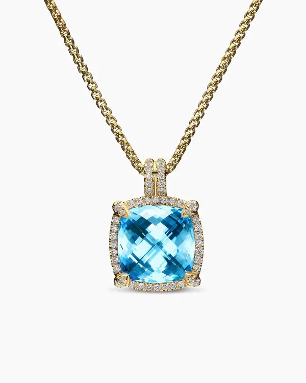 David Yurman Chatelaine® Pavé Bezel Pendant Necklace - Sky Blue Topaz