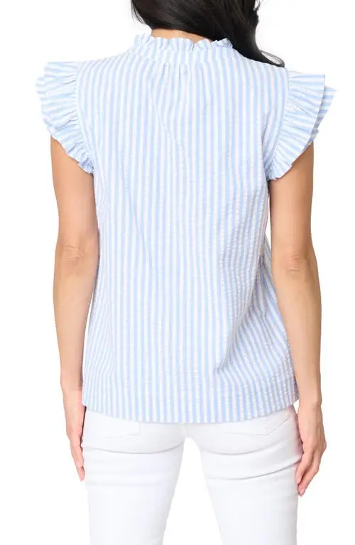 GIBSONLOOK Stripe Flutter Sleeve Seersucker Top