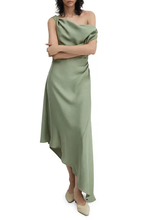 slim fit dress slacks Dark Green Organic II One Shoulder Kaftan Dress – Cedric Brown Collection main image 1