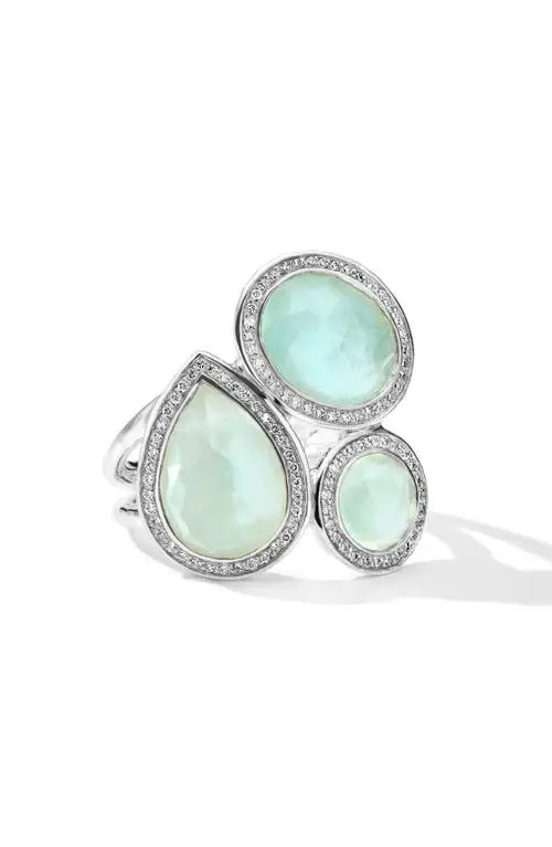 Ippolita Lollipop 3-stone Diamond Ring - Silver/amazonite