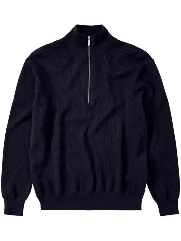 Closed Ribbed-knit Half-zip Jumper