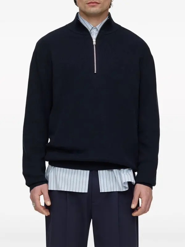 Closed Ribbed-knit Half-zip Jumper