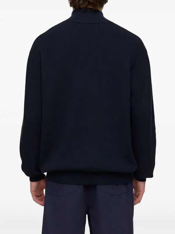 Closed Ribbed-knit Half-zip Jumper