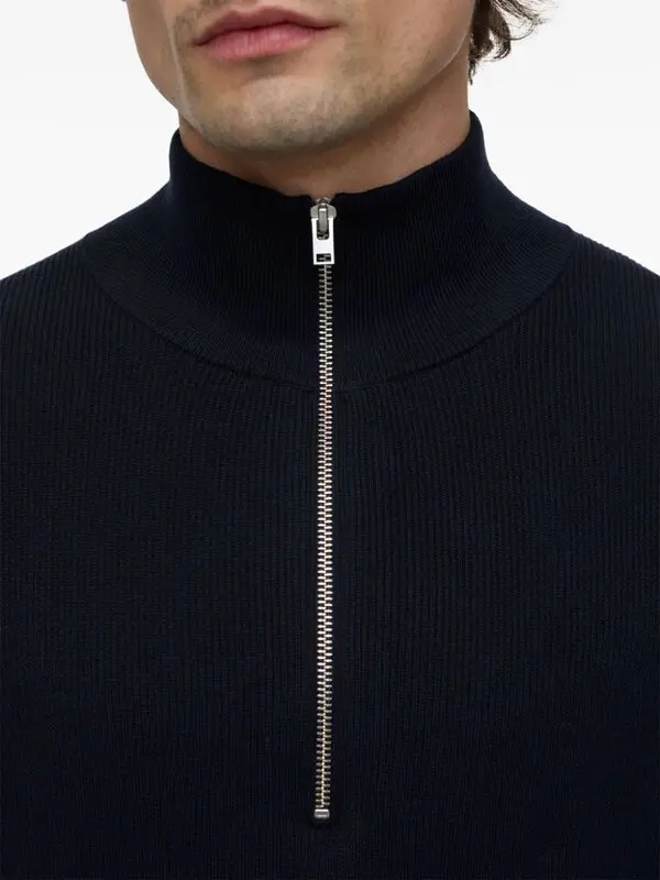 Closed Ribbed-knit Half-zip Jumper