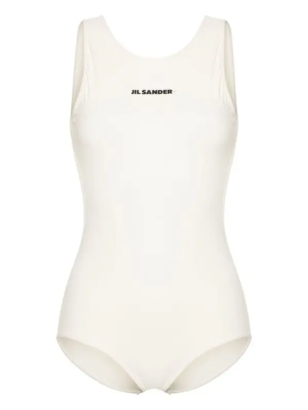 JIL SANDER Logo-print Swimsuit - Neutrals
