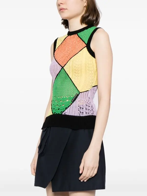 MARINE SERRE Panelled Crochet Knit Tank Top