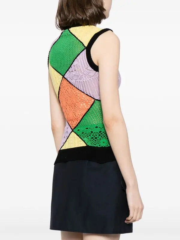 MARINE SERRE Panelled Crochet Knit Tank Top