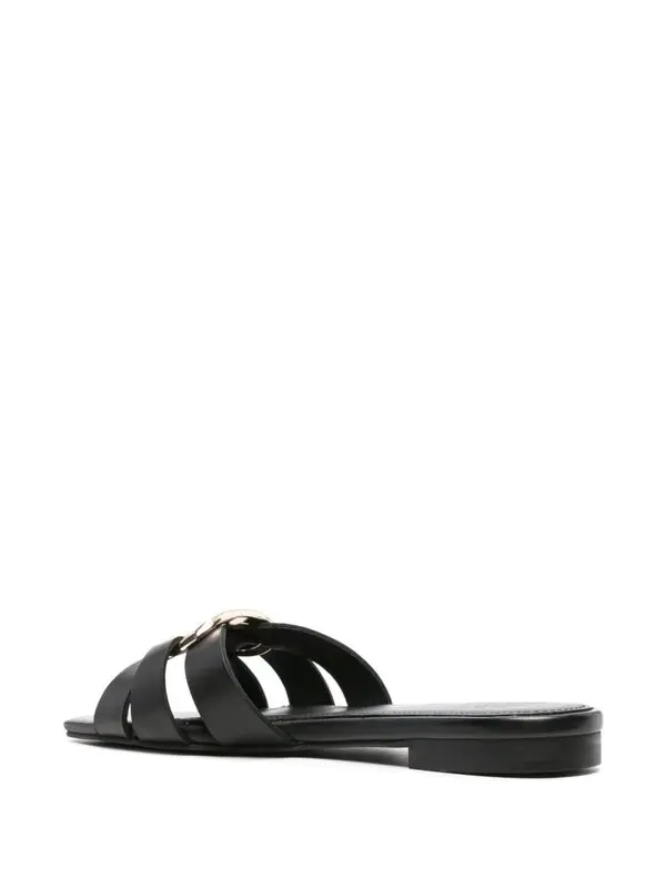 TWINSET Oval T-plaque Leather Slides