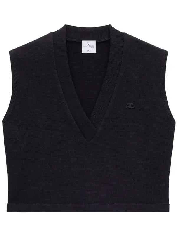 COURREGES Logo-appliqué Vest - Black