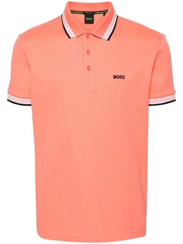 BOSS Logo-embroidered Piqué Polo Shirt - Orange