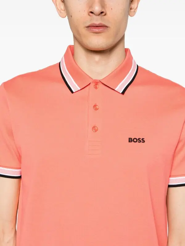 BOSS Logo-embroidered Piqué Polo Shirt - Orange