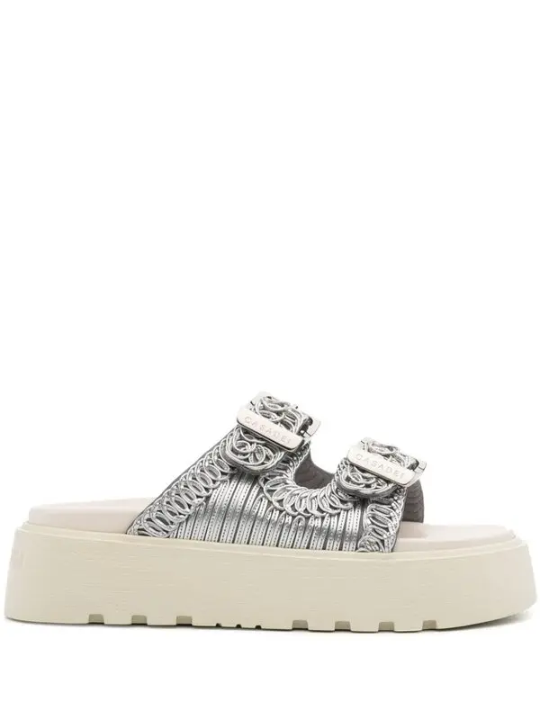 Casadei Birky Ale Platform Slides - Silver