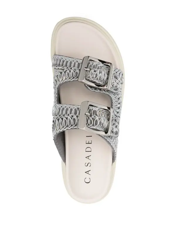 Casadei Birky Ale Platform Slides - Silver