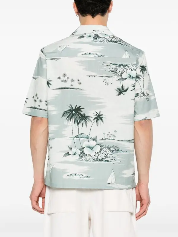 Maison Kitsuné Island-print Bowling Shirt
