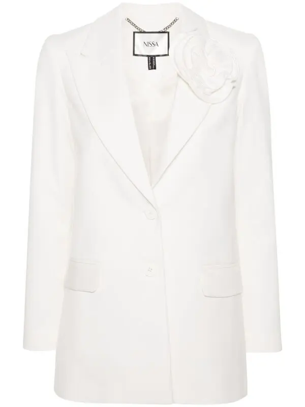 NISSA Floral-appliqué Single-breasted Blazer