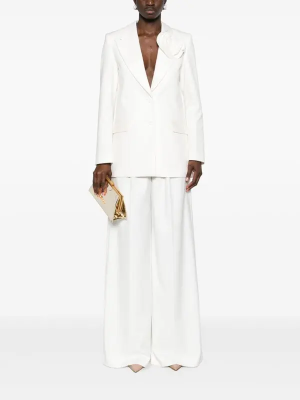 NISSA Floral-appliqué Single-breasted Blazer