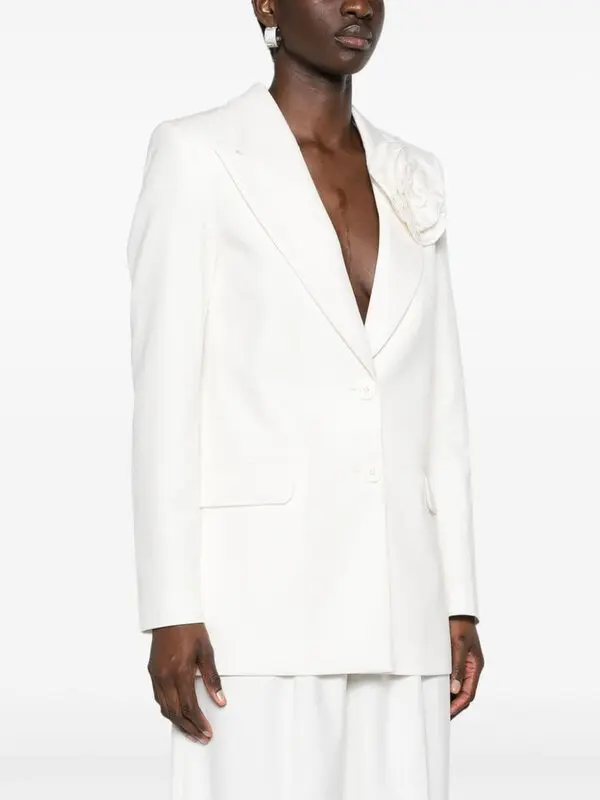 NISSA Floral-appliqué Single-breasted Blazer