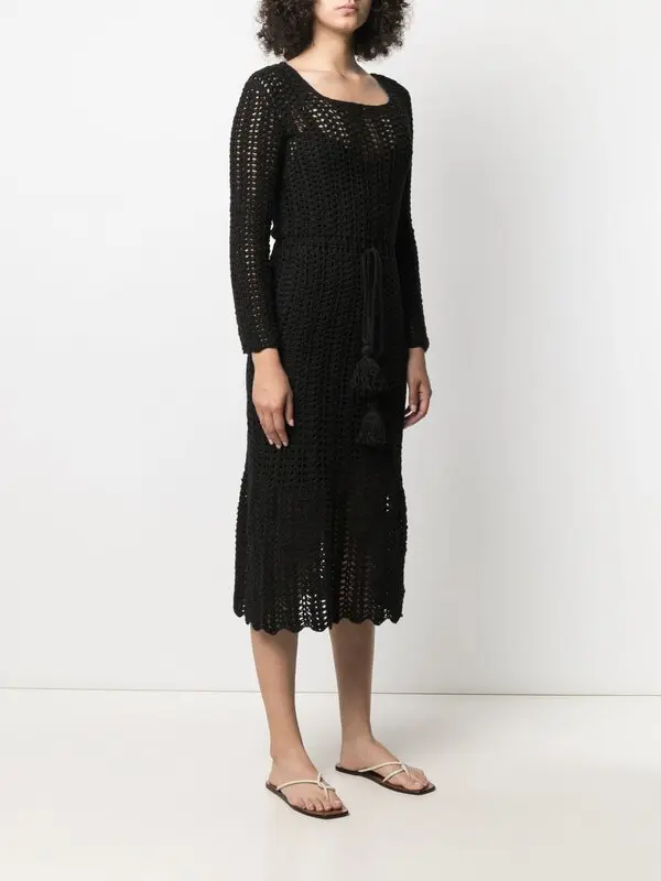 MATIMI Crochet Tie-waist Midi Dress