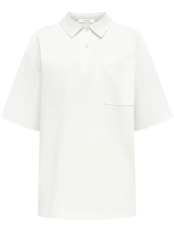 12 STOREEZ Chest-pocket Cotton Polo Shirt - White