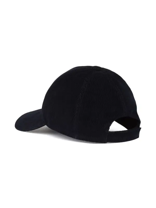 Prada Triangle-logo Corduroy Cap - Blue