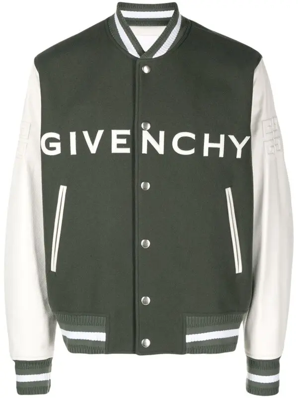Givenchy Logo-embroidered Button-up Varsity Jacket - Green
