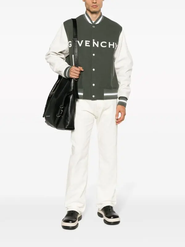 Givenchy Logo-embroidered Button-up Varsity Jacket - Green