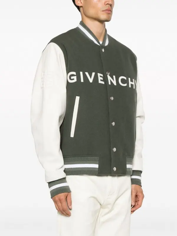 Givenchy Logo-embroidered Button-up Varsity Jacket - Green