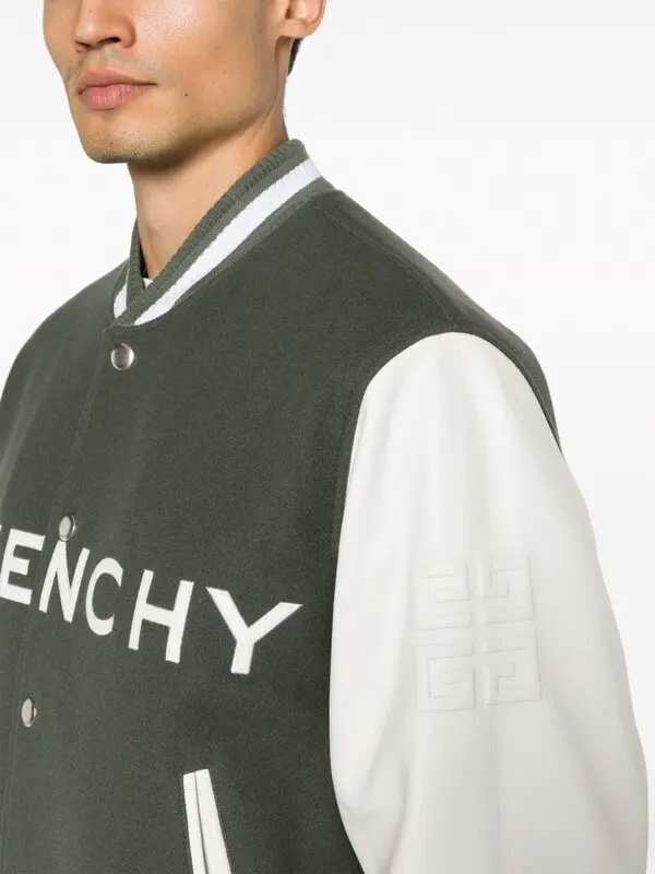 Givenchy Logo-embroidered Button-up Varsity Jacket - Green
