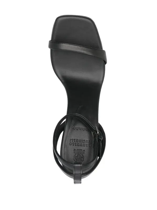 Brunello Cucinelli 90mm Leather Wedge Sandals