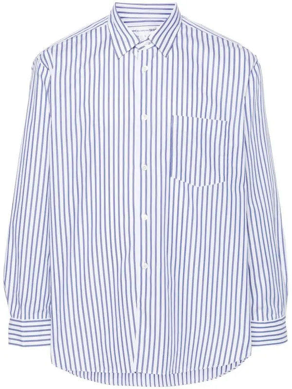 Comme Des Garçons Striped Cotton Shirt - Blue