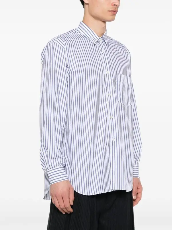 Comme Des Garçons Striped Cotton Shirt - Blue