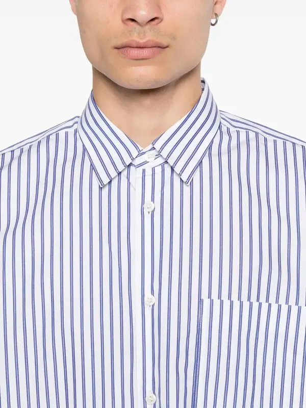 Comme Des Garçons Striped Cotton Shirt - Blue