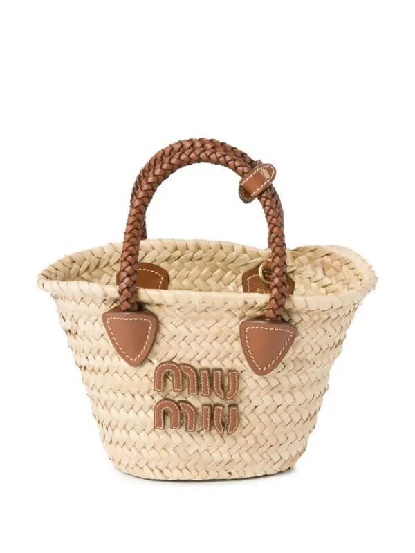 Miu Miu Logo-appliqué Woven Tote