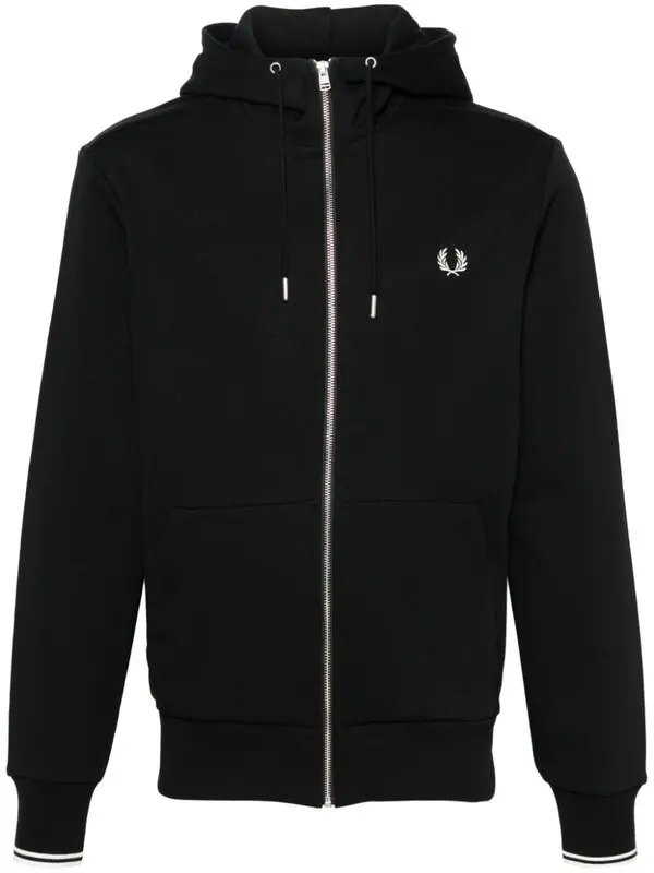 Fred Perry Embroidered-logo Zip-up Jacket - Black