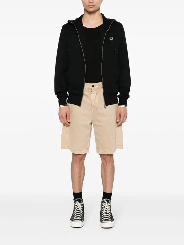 Fred Perry Embroidered-logo Zip-up Jacket - Black