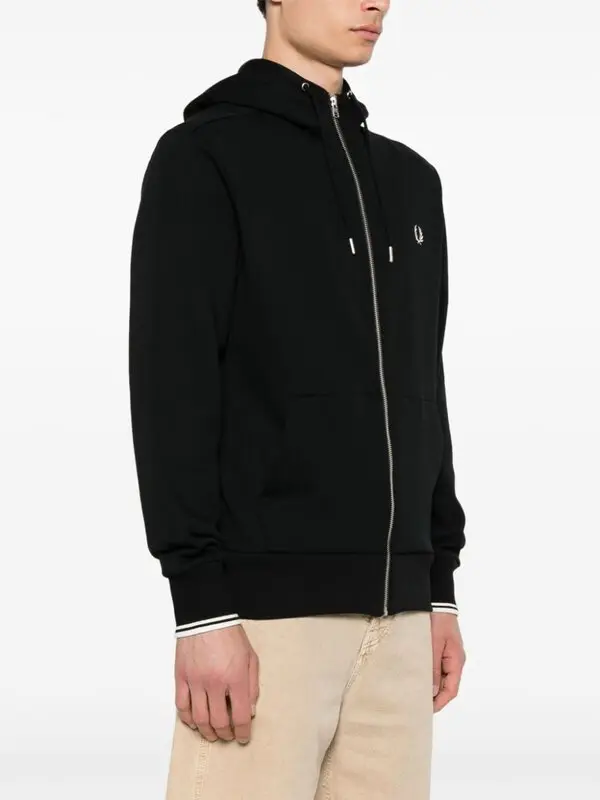 Fred Perry Embroidered-logo Zip-up Jacket - Black
