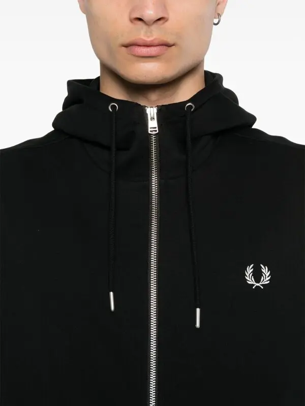 Fred Perry Embroidered-logo Zip-up Jacket - Black