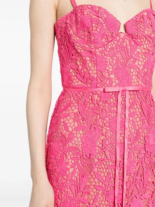 Marchesa Floral-Lace Mermaid Gown In Pink - 40% Off | Editorialist