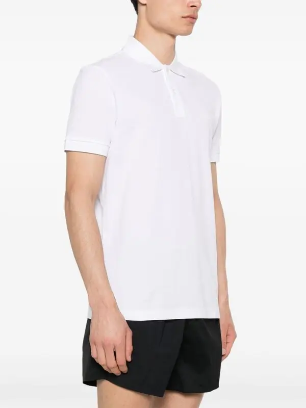 BOSS Logo Print Cotton Polo Shirt - White