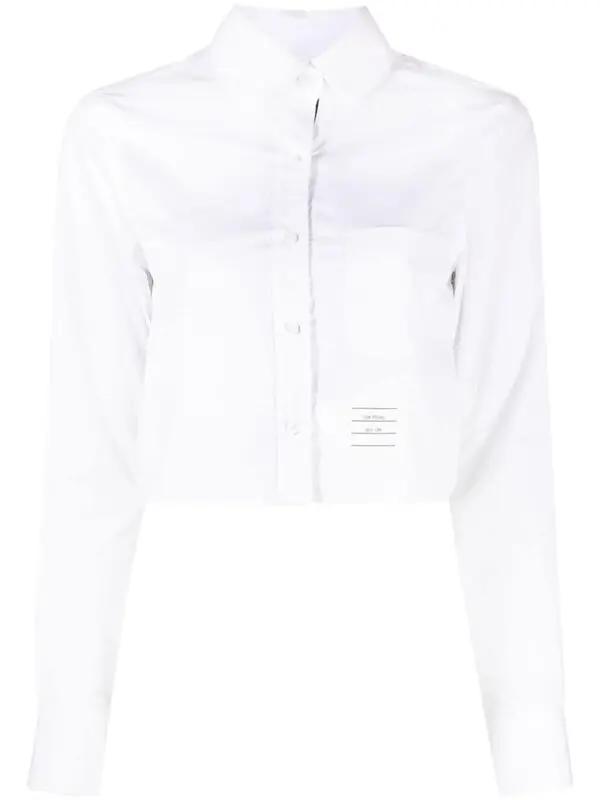 Thom Browne Logo-patch Cropped Shirt - White