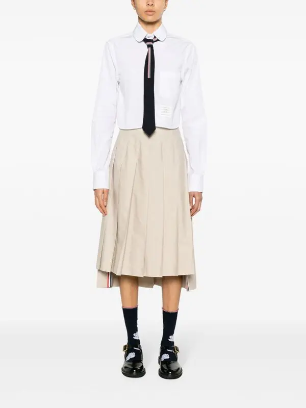 Thom Browne Logo-patch Cropped Shirt - White
