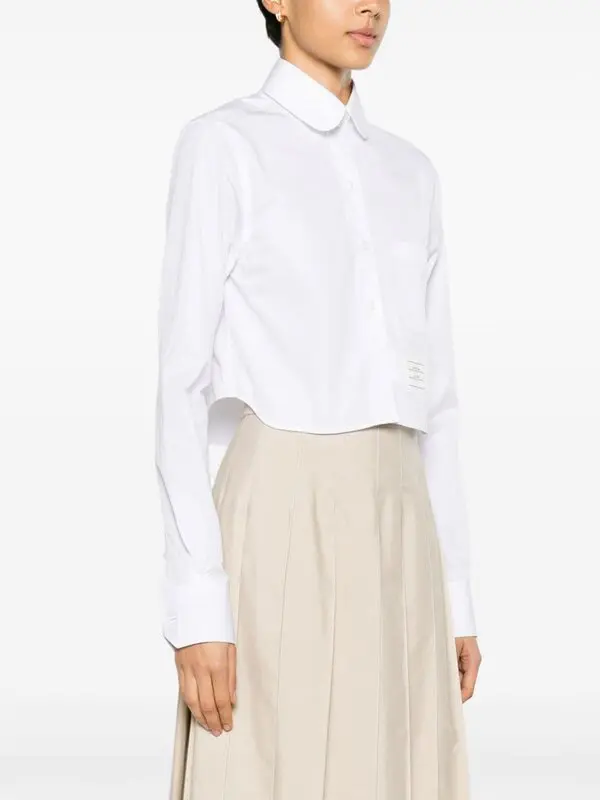 Thom Browne Logo-patch Cropped Shirt - White