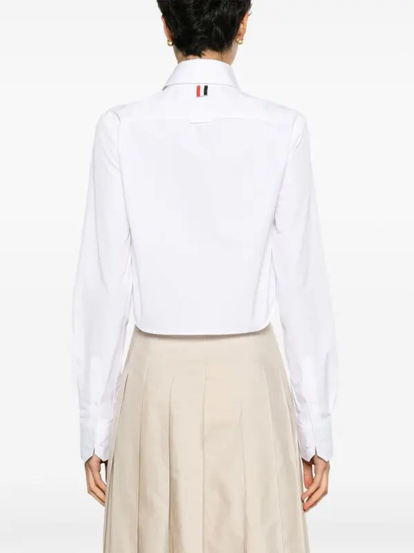 Thom Browne Logo-patch Cropped Shirt - White