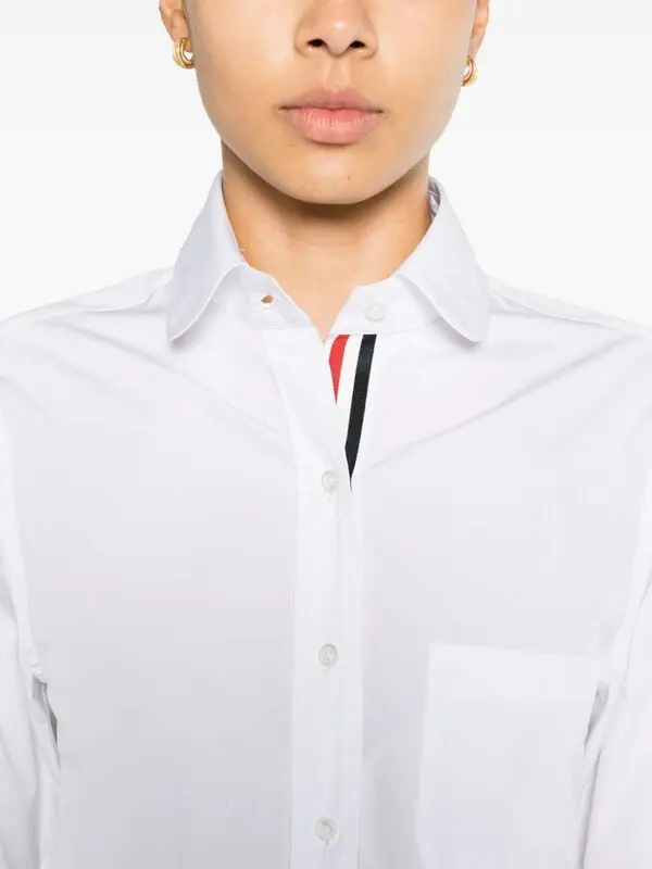 Thom Browne Logo-patch Cropped Shirt - White