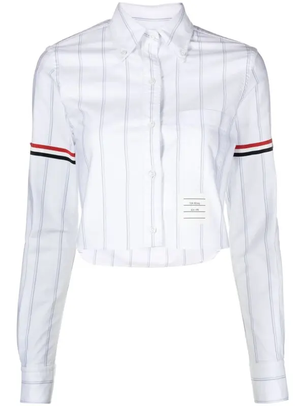 Thom Browne Striped Cropped Shirt - White