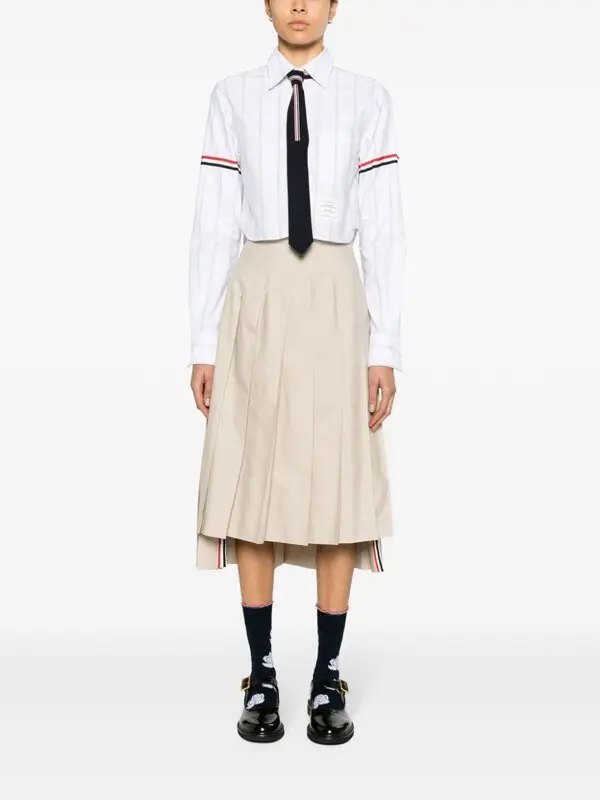 Thom Browne Striped Cropped Shirt - White