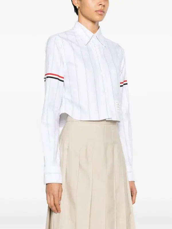 Thom Browne Striped Cropped Shirt - White
