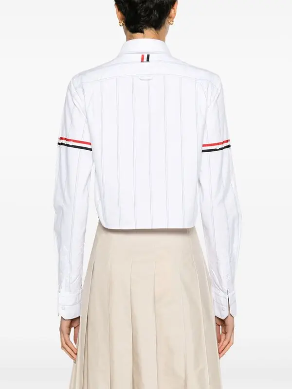 Thom Browne Striped Cropped Shirt - White